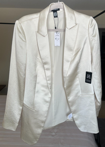 Express Women's White Satin Polyester Blazer Suit Jacket/Coat - New ...