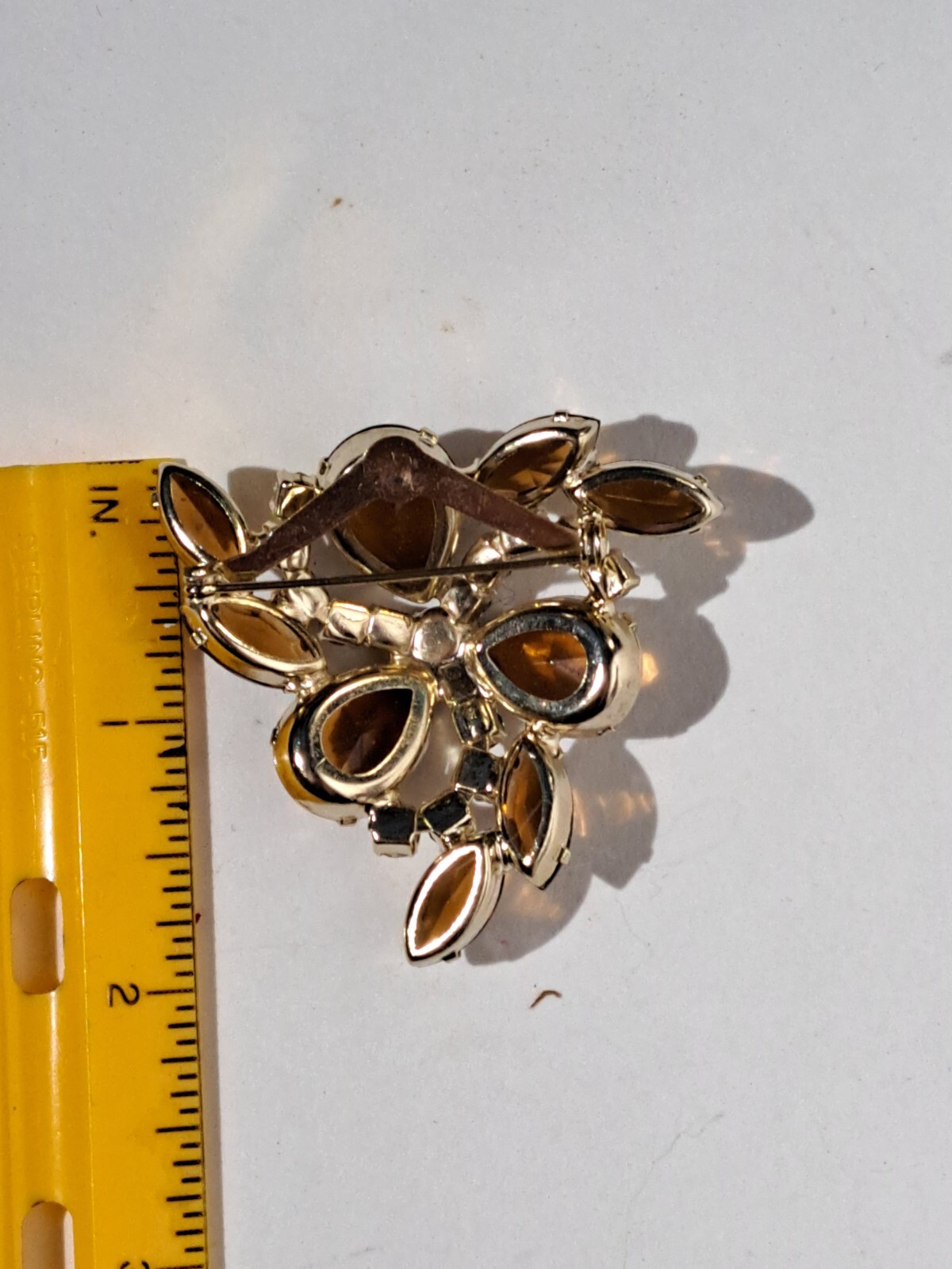 VINTAGE MID CENTURY BROWN & AURORA BOREALIS RHINESTONE PIN BROOCH | eBay