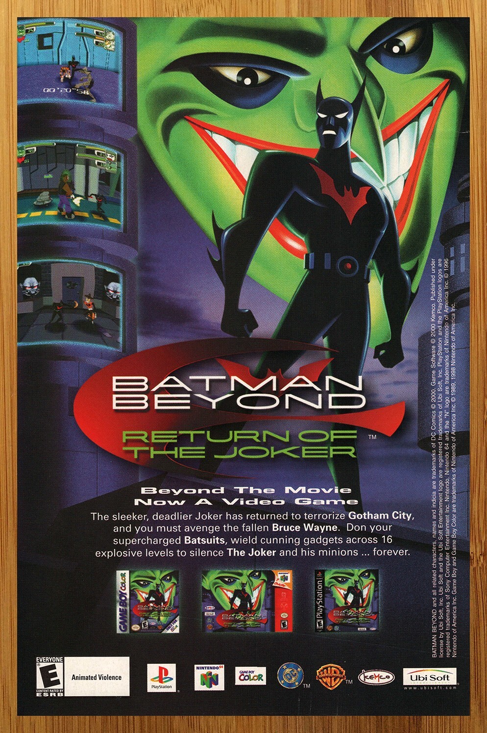 2000 Batman Beyond Return of the Joker N64 PS1 GBC Print Ad/Poster Game ...