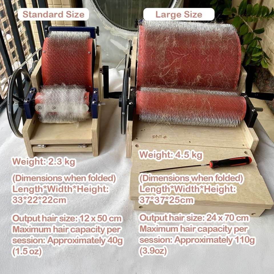 Wool Drum Carding Machine Wooden Frame Craft Drum Carder Manual Fibre ...