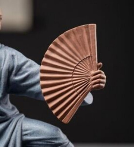 9.1" Chinese Porcelain Monk Kong Fu Fan Statue Buddha Buddhism Zen ...