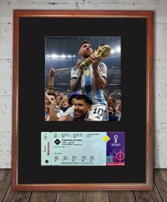 LIONEL MESSI Argentina WC 2022 FRAMED 13x17 Photo & Final Ticket ...