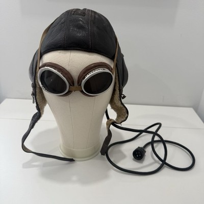 WWII German Luftwaffe Winter Fur Lined Flight Cap Pilot Helmet ...