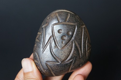 2.75" Old HongShan culture meteorite Alien totem Pebble Alien shaped ...