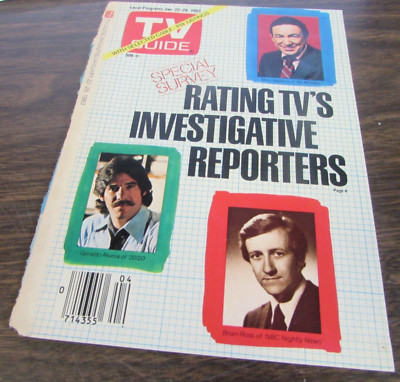 VINTAGE - TV GUIDE COVER - JAN 22 1983 - RATING TV'S INVESTIGATIVE ...