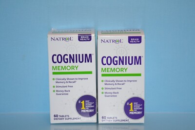 (2) Natrol Cognium Memory, Brain Health Support 60 Tablets Each, Exp ...