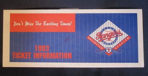 TEXAS RANGERS 1993 TICKET INFORMATION BROCHURE SCHEDULE MLB BASEBALL | eBay