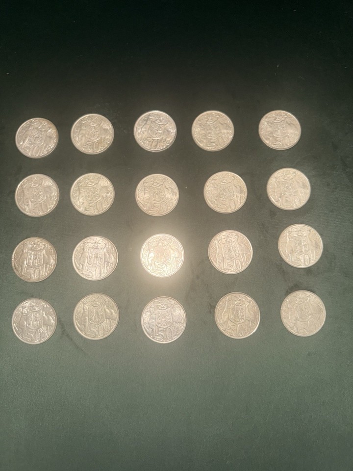 1966 Australia Round 50 Fifty Cent Coin X 20 - 80% Silver Year : 1966 ...