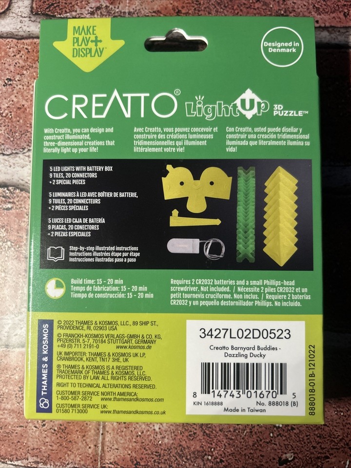 Dazzling Duck Barnyard Buddies Creatto Light Up 3D Puzzle Craft 31 ...