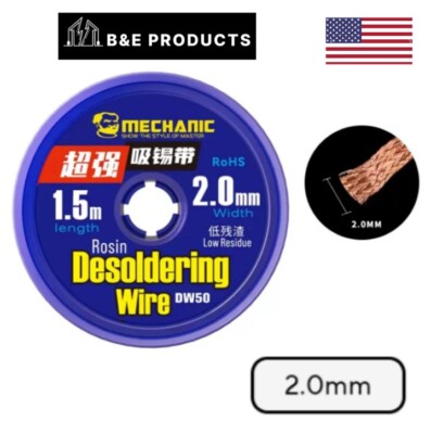 Mechanic DW50 Width 2.0mm Desoldering Braid, Copper Desoldering Strong ...