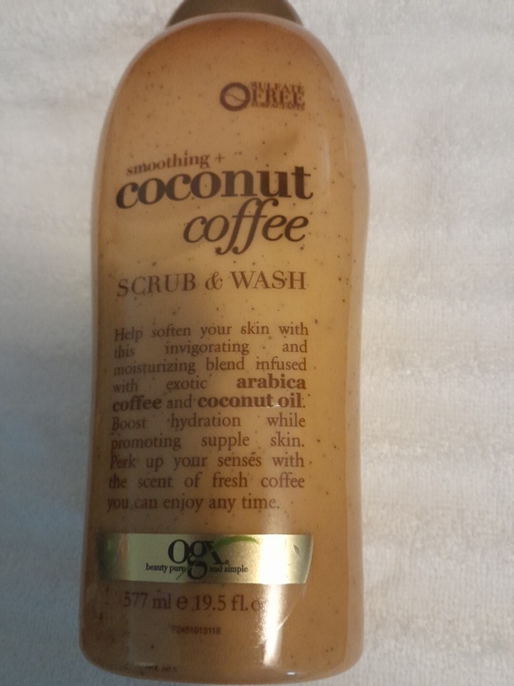 OGX Smoothing Coconut Coffee Scrub & Wash 19.5 fl oz NEW Sulfate Free ...