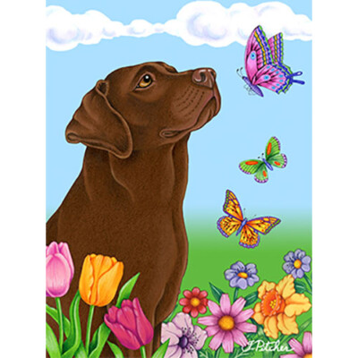 Chocolate Labrador Retriever Butterfly Decorative Flag | eBay