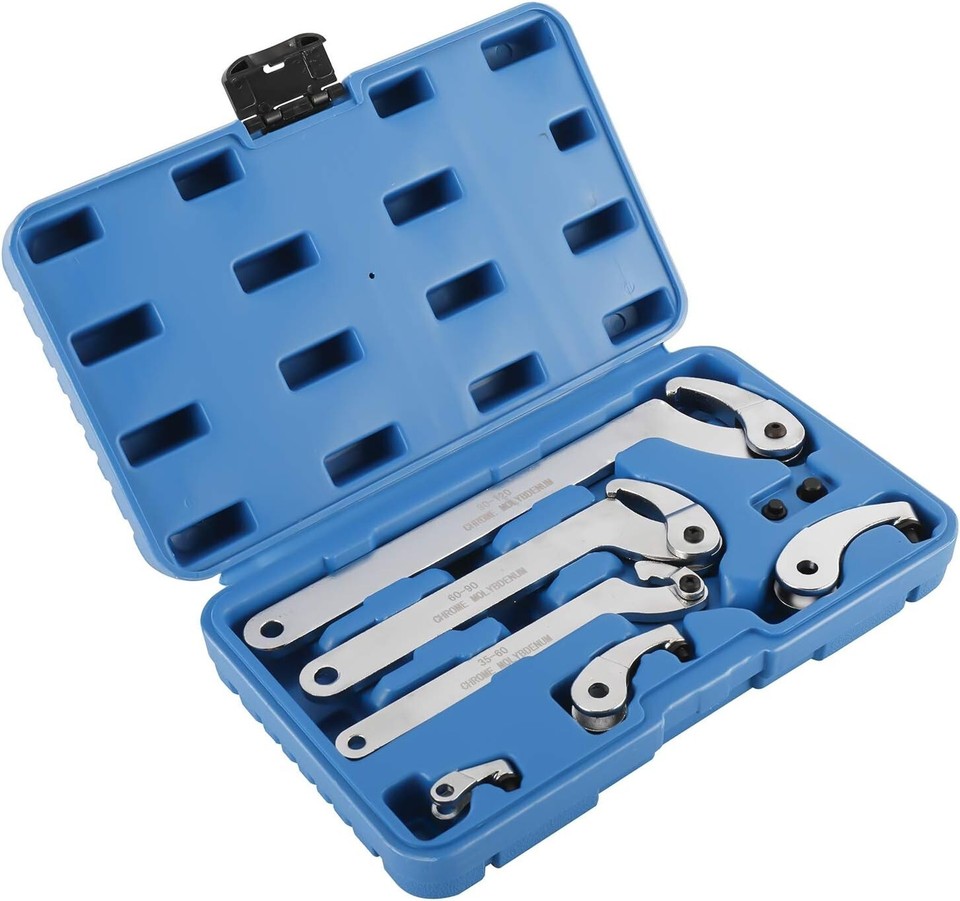 8Pcs Adjustable Hook Pin Spanner Wrench Set Interchangeable Wrench Tool ...