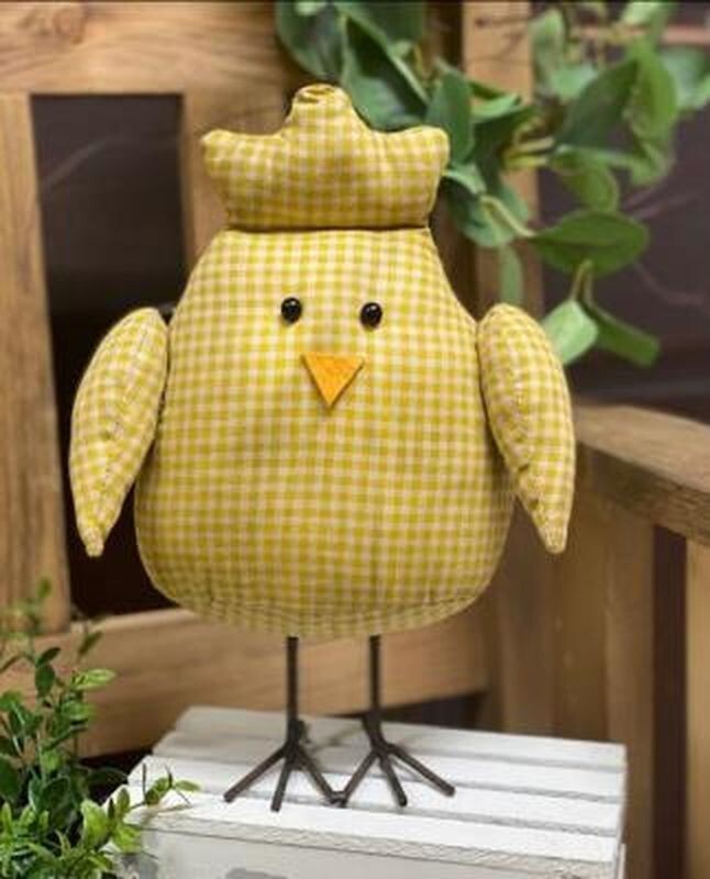 NEW Farmhouse CHICK FIGURE Chicken Aged Rustic Cloth Easter 7.5" T Peep ...