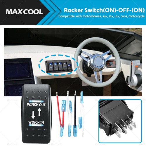 7-Pin Winch In/Out Rocker Switch Blue LED Rocker Toggle Switch 12V-24V ...
