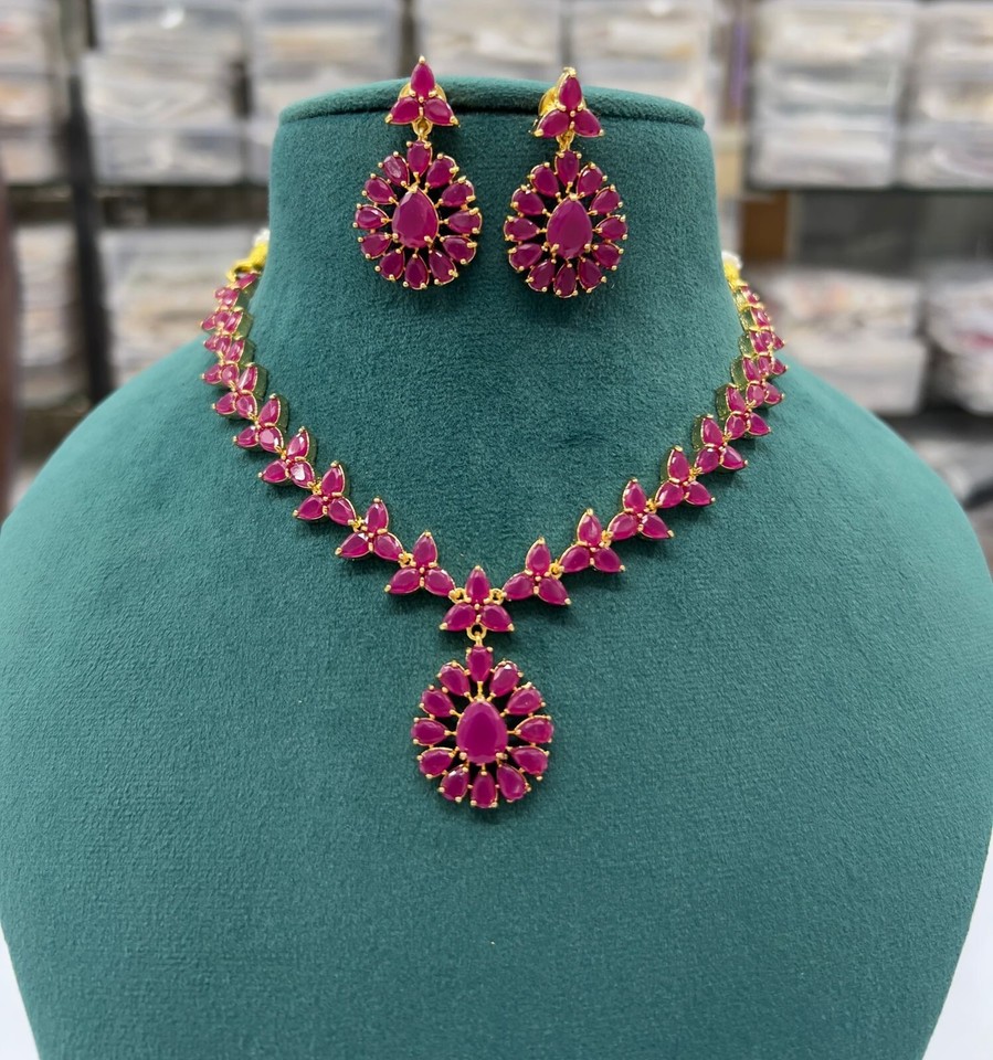 Beautiful Ruby Choker Set Red Necklace Floral Design Jewelry Antique Polished | eBay