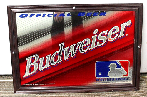 Budweiser MLB Official Beer MIRROR 16"x24" Wood Framed Major Baseball ...