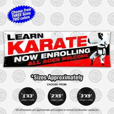 LEARN KARATE Banner Enroll Sign Martial Arts Display Registration ...