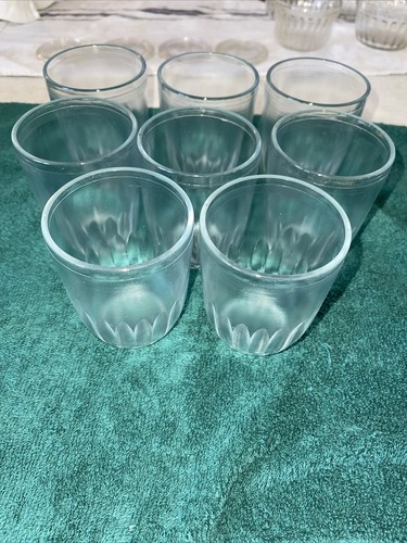 Vtg 8 Jelly Glass Jars/Glasses Ribbed Glass On Bottom 8 Oz-3 1/2” Tall ...