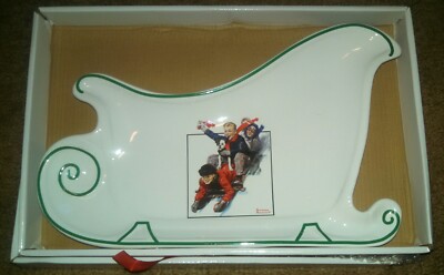 Ceramic Christmas Holiday Sleigh Candy Dish Cookie Tray Platter | eBay