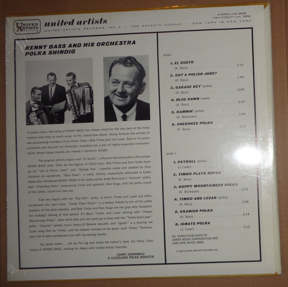 POLKA SHINDIG - Kenny Bass and his orchestra - Vinyl LP. SEALED, MINT ...