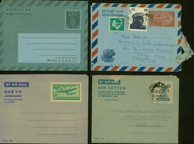 India - Aerogramme. Lot of 4 Air Letter to England/USA.....(VG) MV-7485 ...