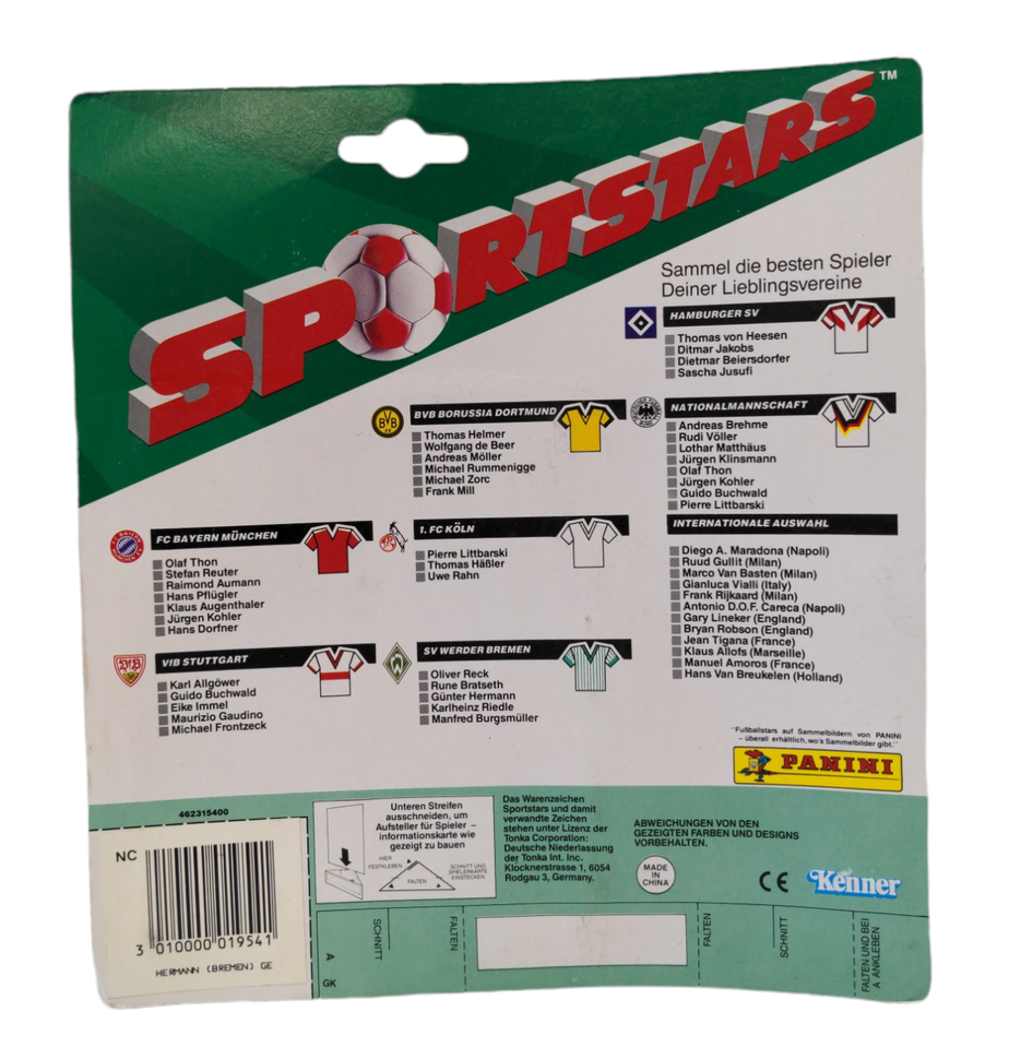 1989 Kenner SPORTSTARS Soccer GUNTER HERMANN Action Figure w/ Card, NEW ...