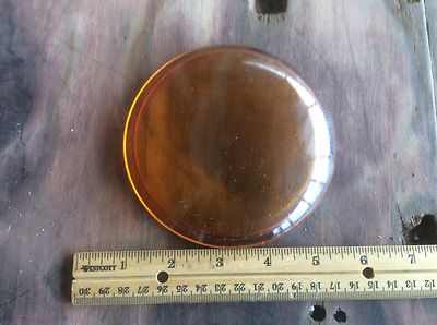 Yellow Amber Glass Roundel ,Curved, Signal / Lens / Traffic / Railroad ...