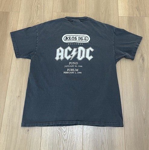KLOS RADIO "AC/DC" Anaheim Pond Kia Forum 1996 Concert Shirt KLOS 95.5 ...