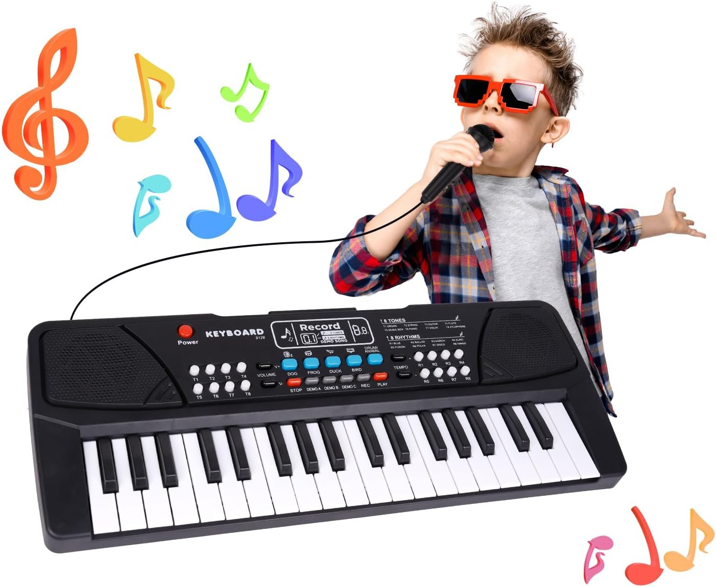 M SANMERSEN Upgraded Kids Piano Keyboard 37 Keys with Microphone, Music ...
