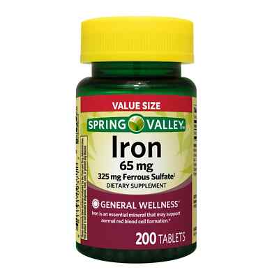 Spring Valley Iron 65 Mg, 200 Ct Total Tablets Pills Tablet Free ...