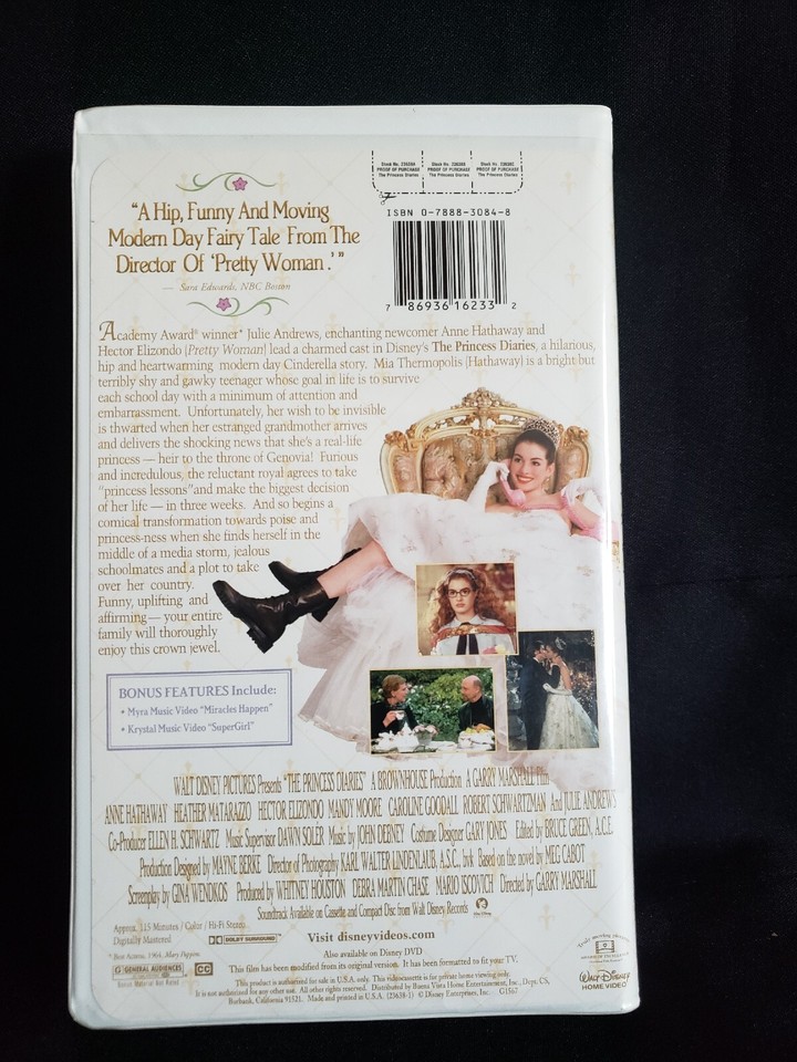 The Princess Diaries By Disney (VHS, 2001) Good Condition 786936162332 ...
