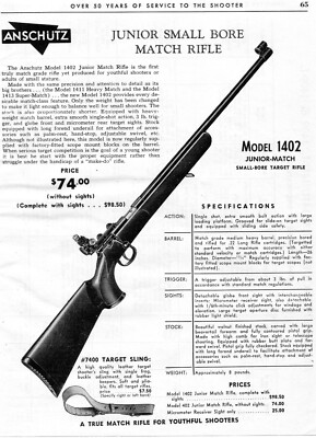 1963 Print Ad of Anschutz Model 1402 Junior Small Bore Match Rifle | eBay