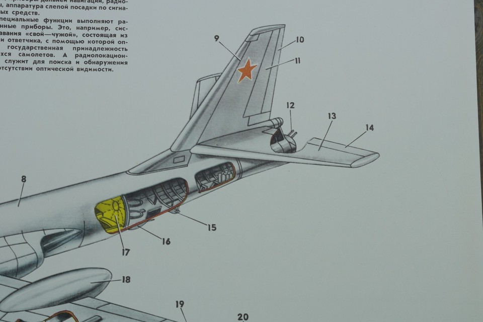 Authentic Soviet Russian Plane Poster TU-16 TUPOLEV "BADGER" HEAVY ...