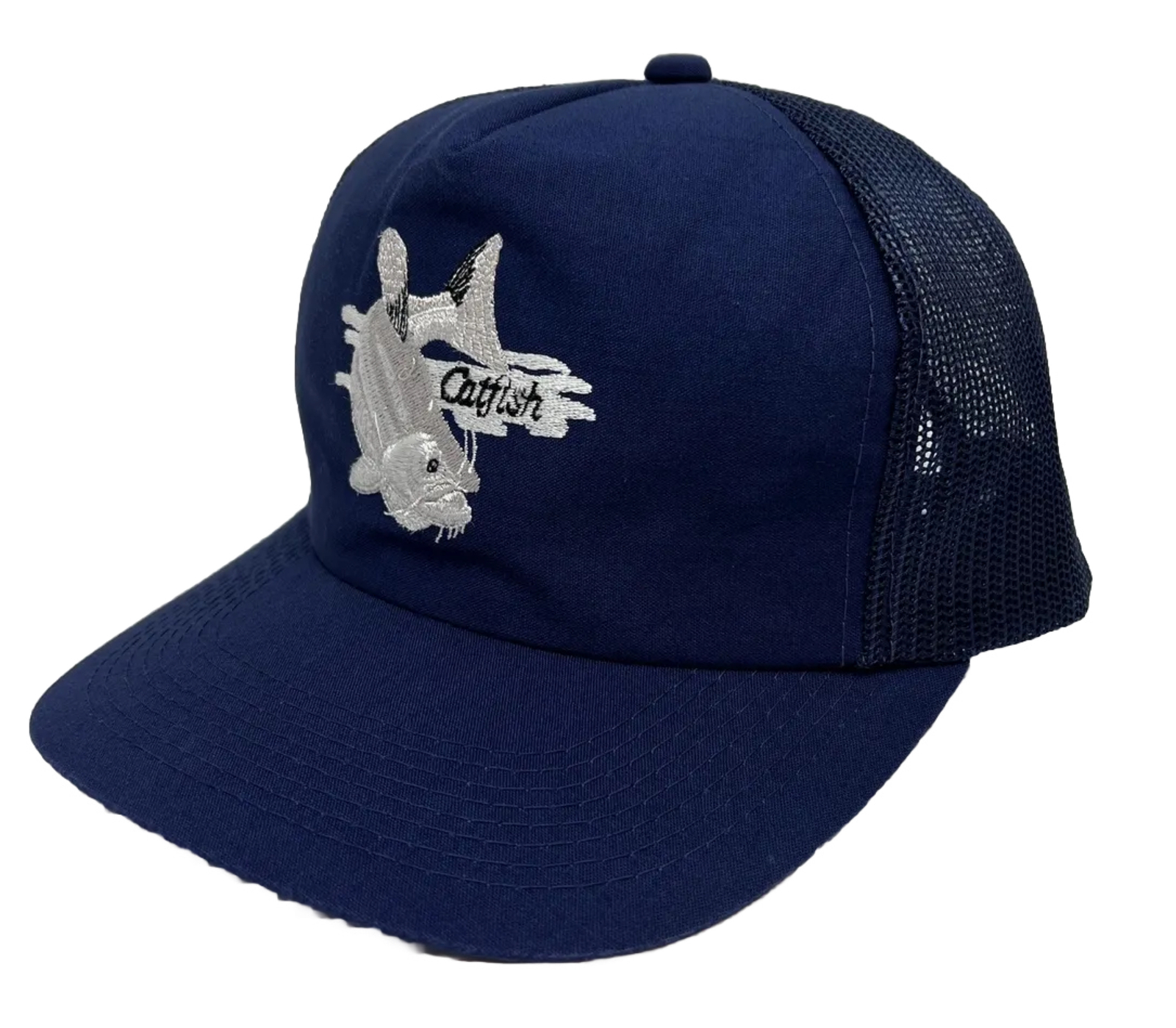 Vintage Catfish Hat Cap Snap Back Blue Mesh Trucker M… - Gem