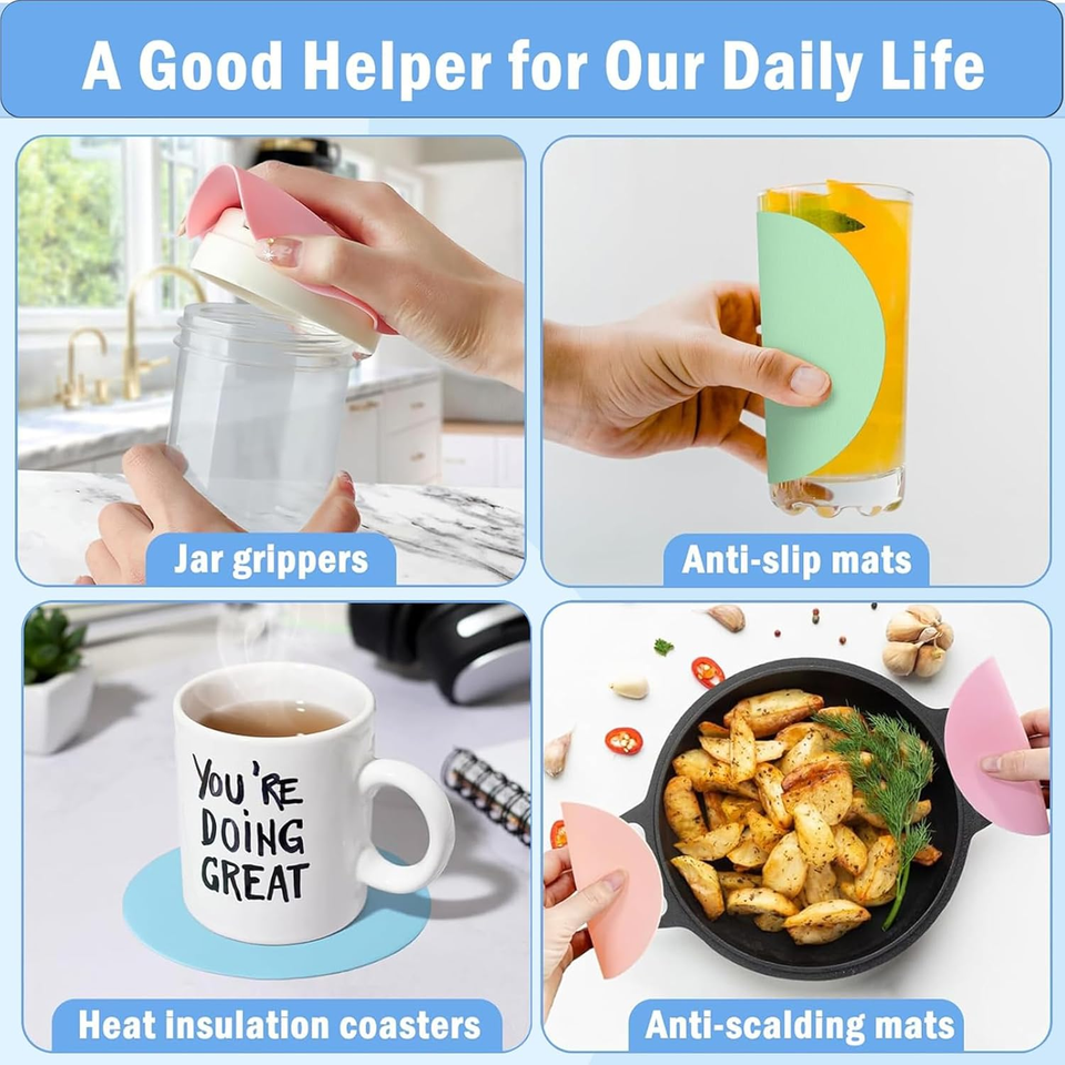 Rubber Jar Opener Gripper Pad Set Gadgets 4pcs Round Multi Function Can ...