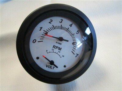 TELEFLEX 69928 MULTI FUNCTION TACHOMETER / VOLT METER GAUGE WHITE FACE ...