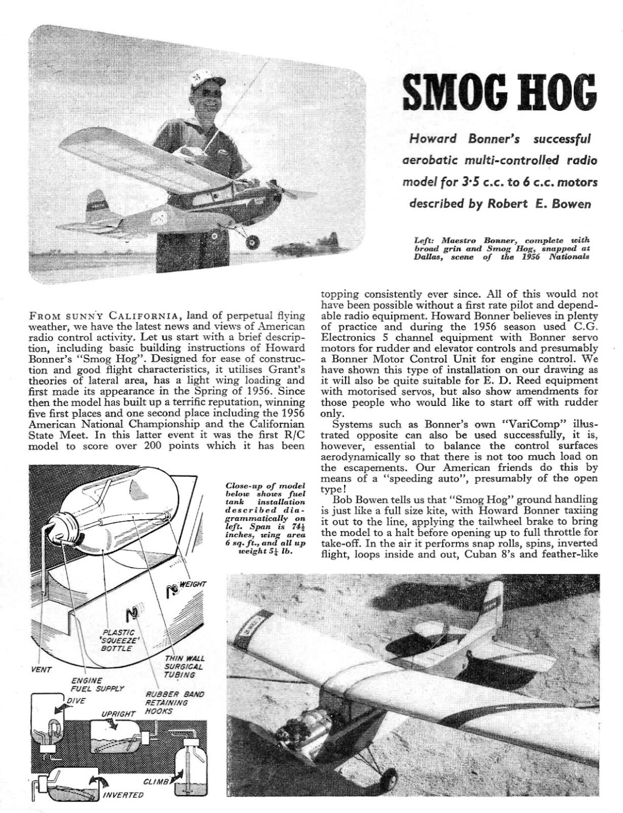 Model Airplane Plans (RC): SMOG HOG 74½" Wingspan for .19-.35 by Howard ...