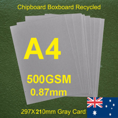 90 X A4 Chipboard Boxboard Cardboard Recycled Gray Card 500gsm 0.87mm ...