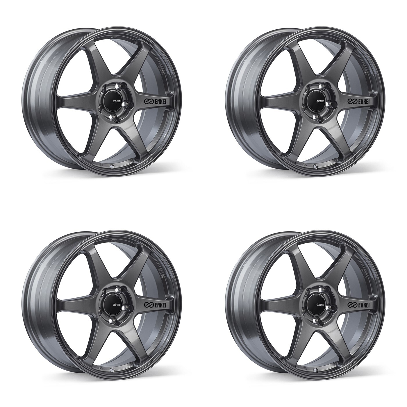 (4X) Enkei T6R Wheels [18x9.5 / 5x100 / ET:45 / CB:72.6] Gloss Gunmetal ...