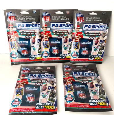 5x P.A. Sport NFL Stamps & Starter Pack Collection Book 18 Stamps Each ...