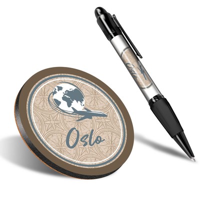 1 x Round Coaster & 1 Pen Oslo Norway Travel Globe World Travel #59019 ...