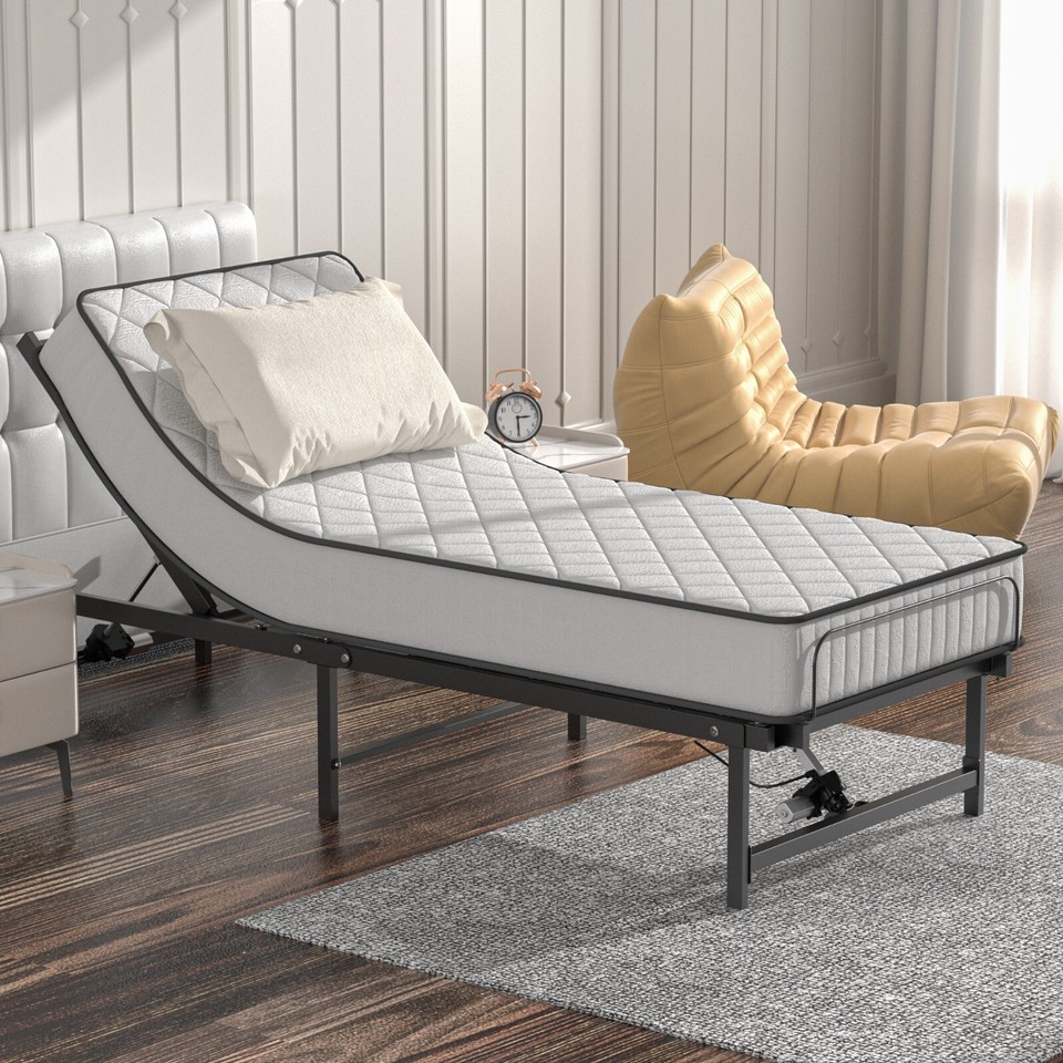 Electric Adjustable Bed Frame Head & Foot Incline Bed Base Wired Remote ...