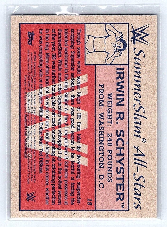 2017 Topps WWE #18 Irwin R. Schyster | eBay