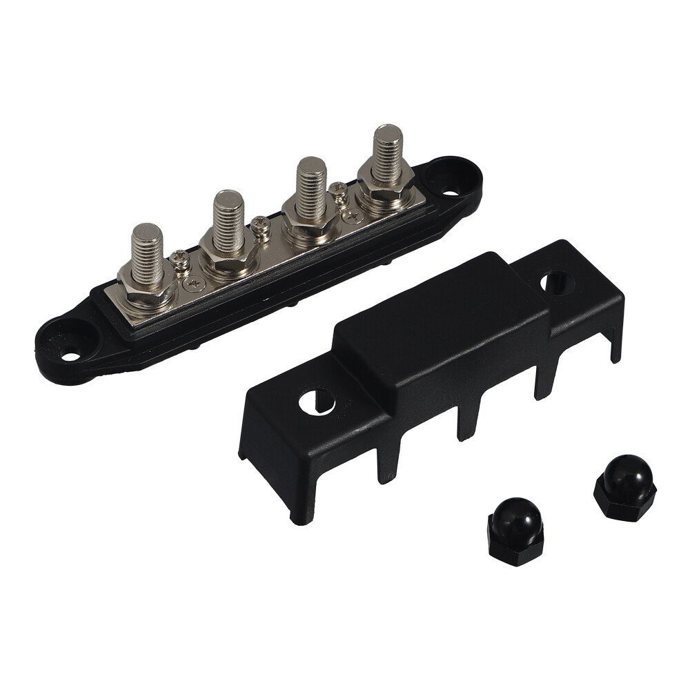 3/8" / 250A 4 Stud Busbar Bus Bar Power Distribution Terminal Block Red ...