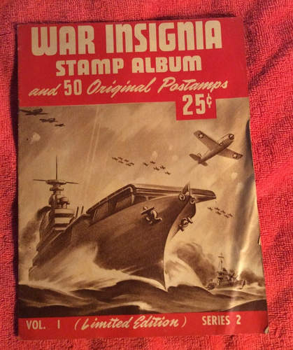 WAR INSIGNIA STAMP ALBUM AND 50 ORIGINAL 1944 POSTAMPS VOL 1 SERIES 2 ...