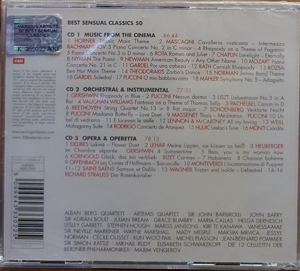 50 BEST SENSUAL CLASSICS - VARIOUS ARTISTS, 3CD BOX, EMI, NEW, SEALED | eBay