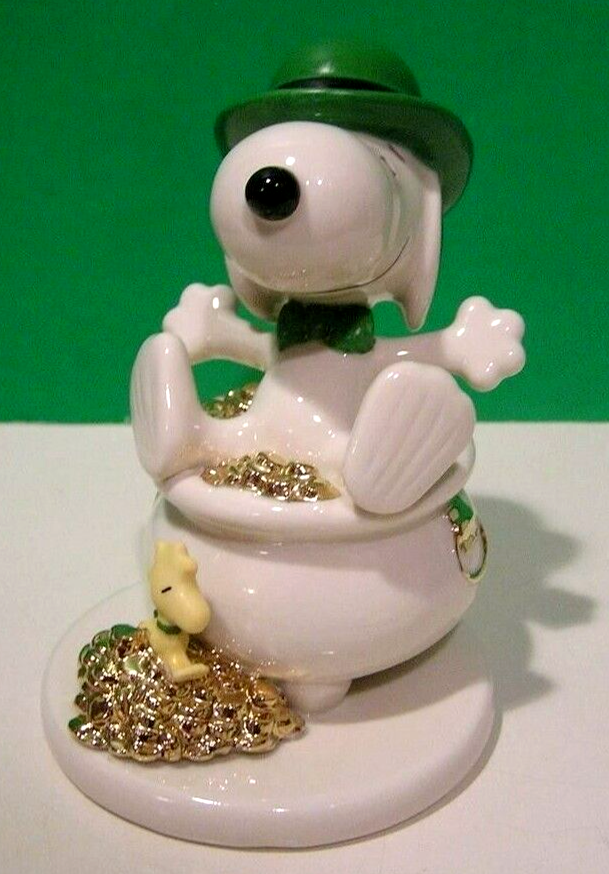LENOX Peanuts LUCKY LEPRECHAUN SNOOPY & WOODSTOCK Irish sculpture NEW ...