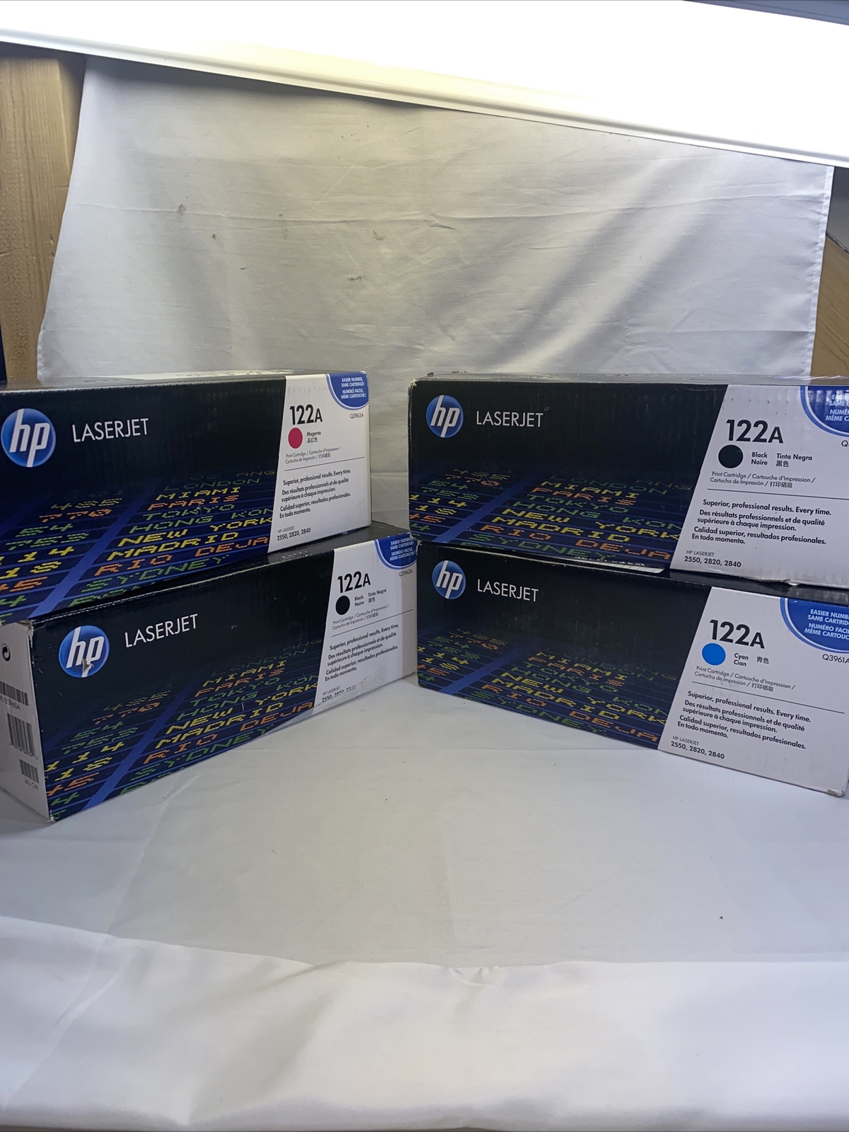 HP 122A toner SET 4 Q3960A Q3961A Q3962A Q3963A Cyan Magenta Black | eBay