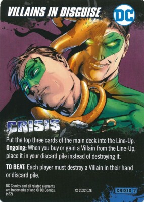 VILLAINS IN DISGUISE DC Comics Deck Building Game card CRISIS 2 GREEN ...